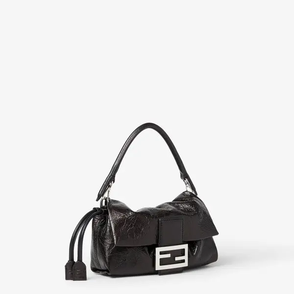 Fendi Baguette® Soft Mini-bag In Black Crackled Leather